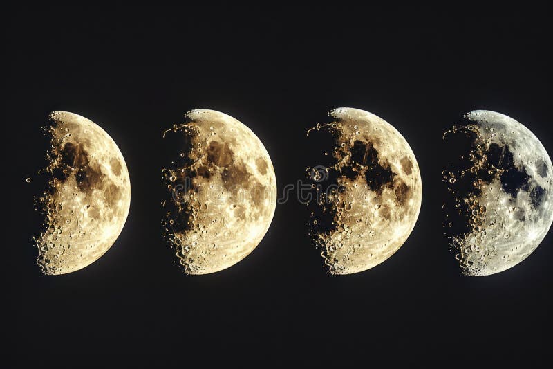 Image of Four Moon Phases Against a Dark Backdrop. Suitable for ...