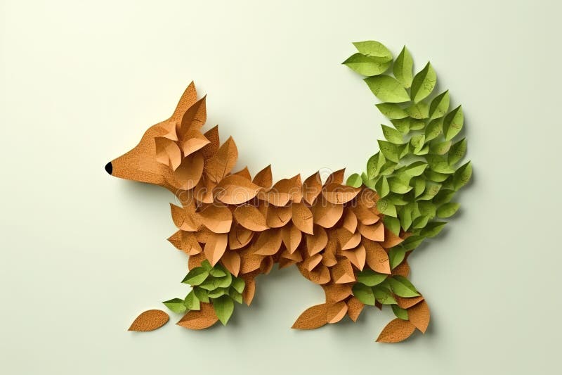 Image of Fox Design with Leaf Elements. Wildlife Animals. Illustration ...