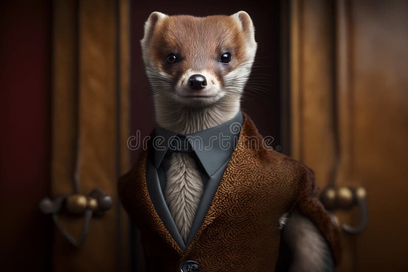 Image of Fox Dressed in Suit and Tie with Bow Tie Around His Neck ...