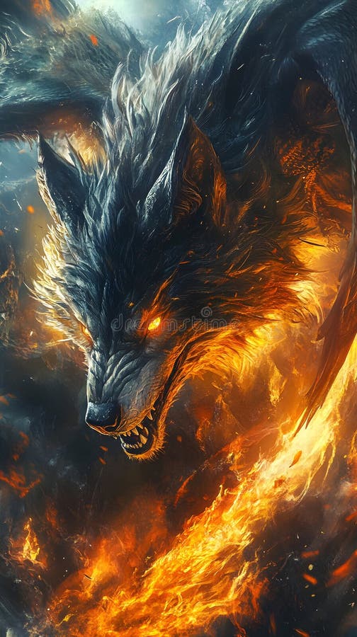 Image of a Fox with Flames Around Its Body Stock Image - Image of body ...