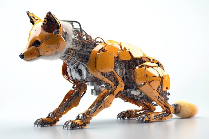 Image of a Fox Modified into an Electronics Robot on a White Background ...