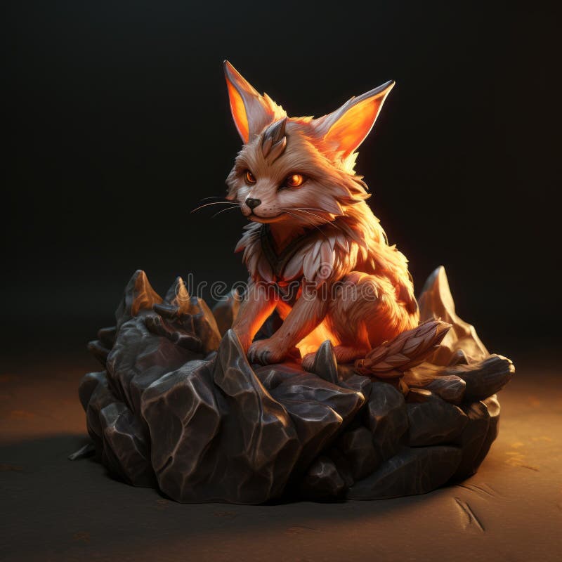 An Image of a Fox Sitting on Top of a Rock Stock Illustration ...
