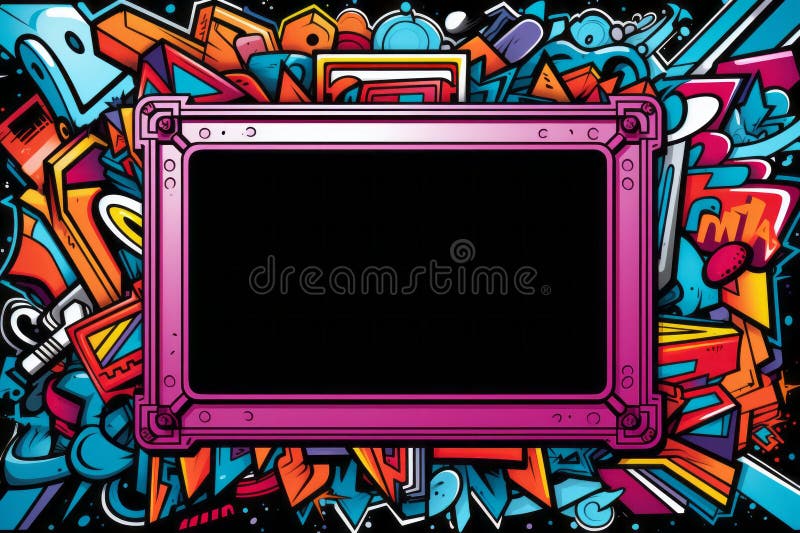 An Image of a Frame with Graffiti on it Stock Photo - Image of design ...