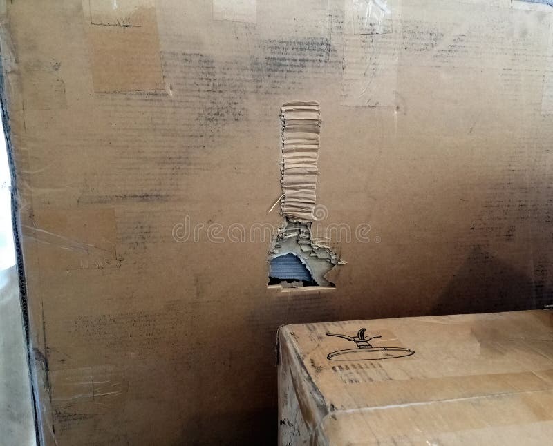Freight Damage on Large Shipping Box. Stock Photo - Image of ...