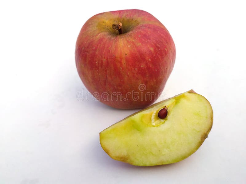 A Fresh Healthy Red Apple with a Bite of Apple on White Background ...