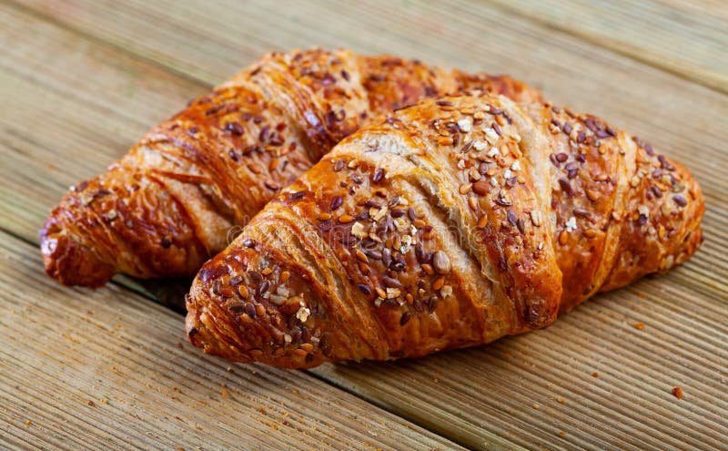 Image of Fresh Multigrain Croissants, Spanish Dessert Stock Photo ...