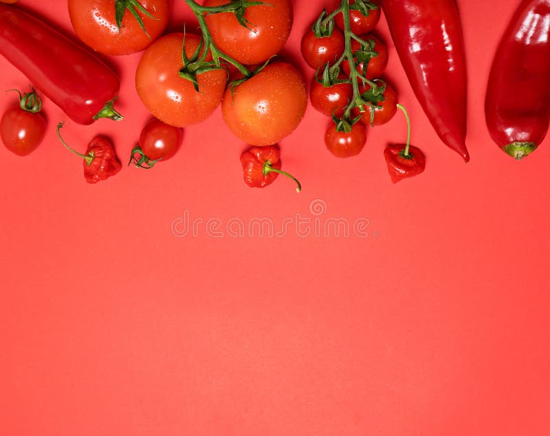 Image of Fresh Red Vegetables on Black Background Stock Photo - Image ...