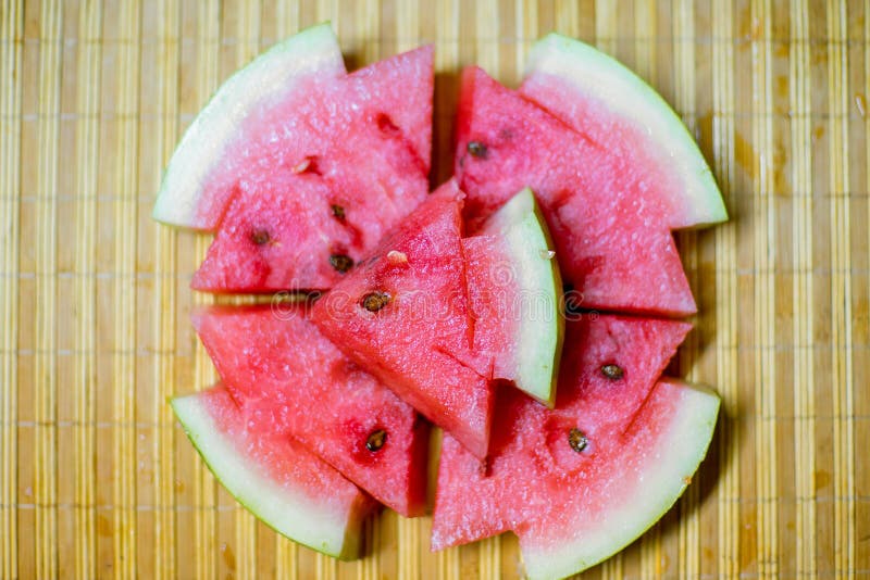 An Image of a Fresh Sliced Red Watermelon on a Table Stock Image ...