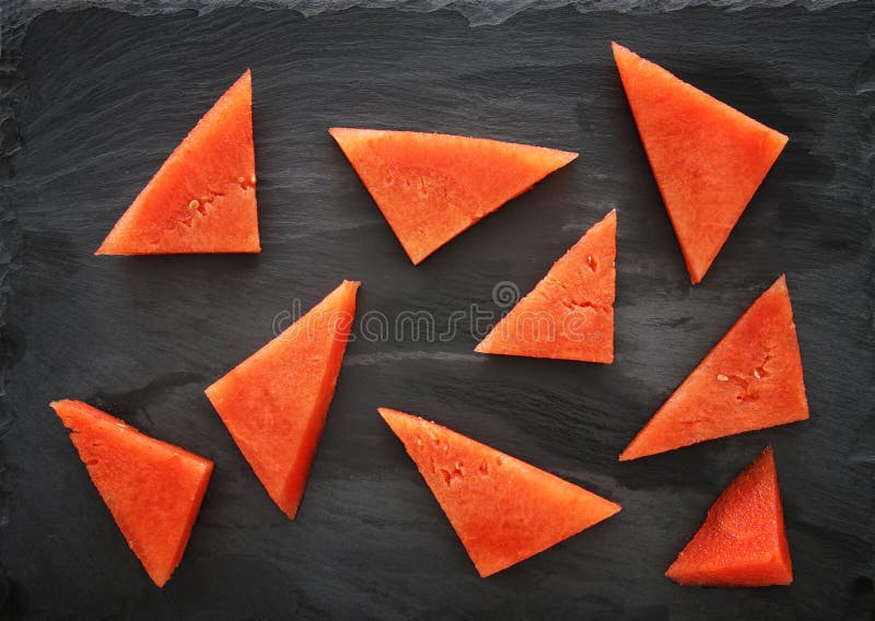 Red and Fresh Watermelon on Wooden Table Stock Image - Image of melon ...