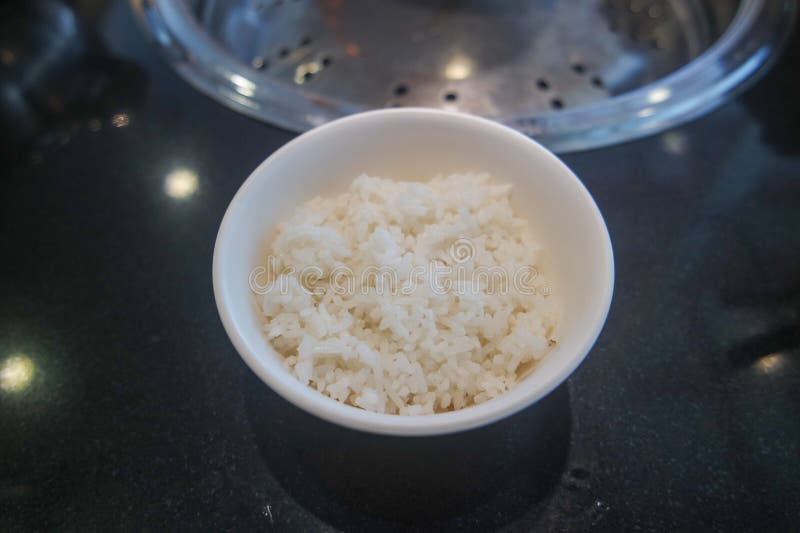 An Image of Freshly Cooked Rice in a Bowl Stock Image - Image of asian ...