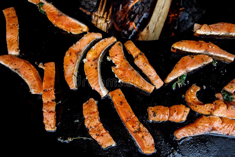 Image of Fried Fish. Pieces of Fish Fillet Fried on Fire Stock Image ...