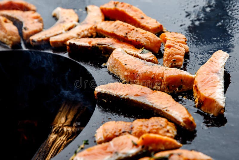 Image of Fried Fish. Pieces of Fish Fillet Fried on Fire Stock Image ...