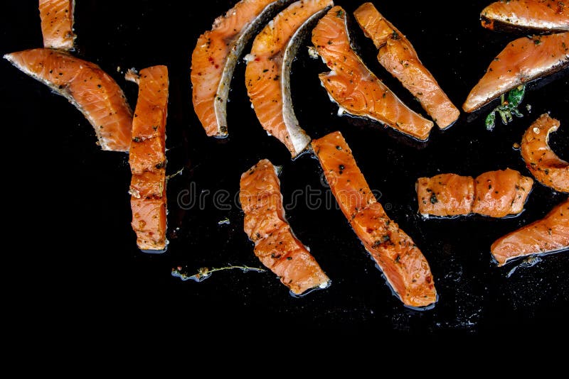 Image of Fried Fish. Pieces of Fish Fillet Fried on Fire Stock Image ...