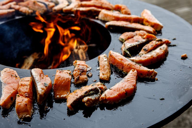 Image of Fried Fish. Pieces of Fish Fillet Fried on Fire Stock Image ...