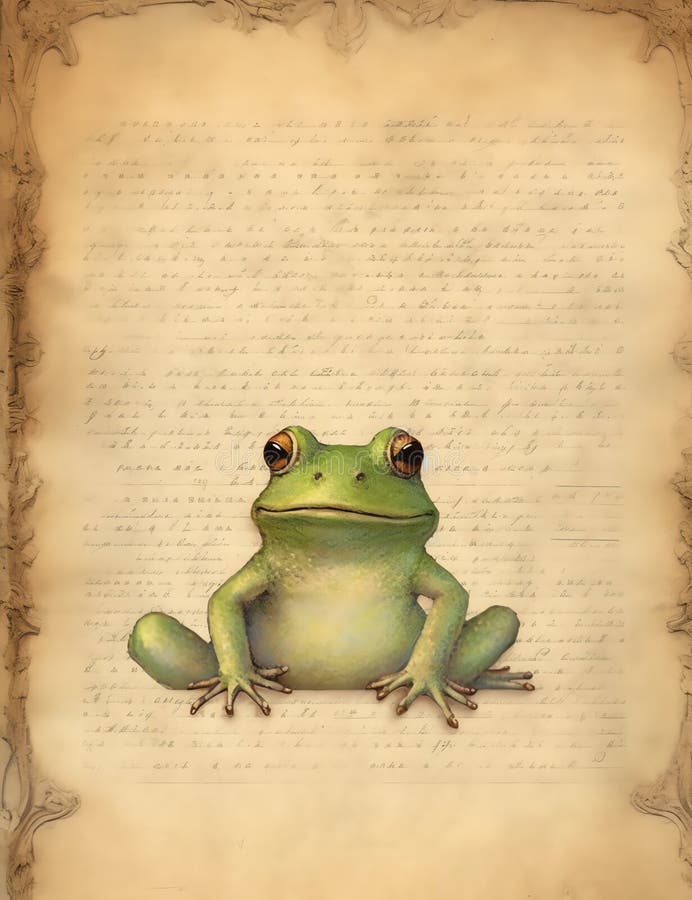 Frog Fantasy Old Paper, Junk Journal Digital Paper Stock Illustration ...
