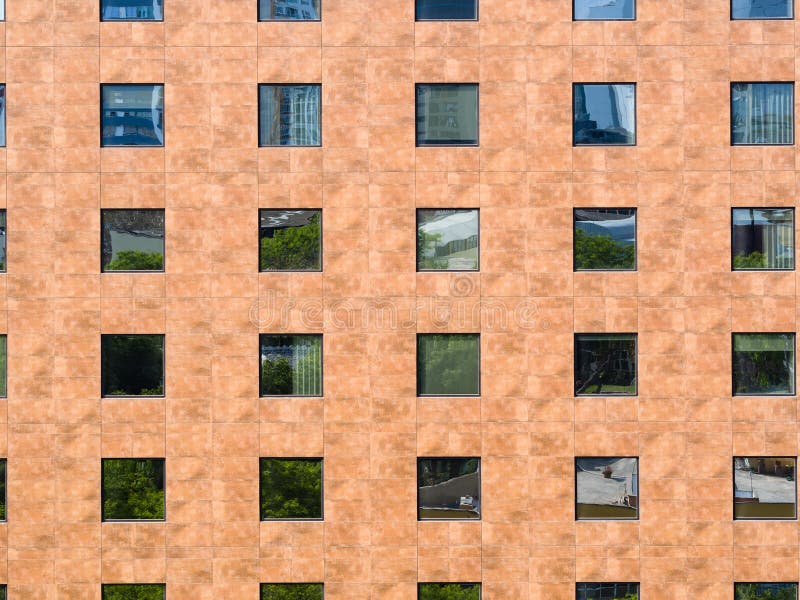 Image of Frontal Facade of Building Full of Windows. Windows Pattern in ...