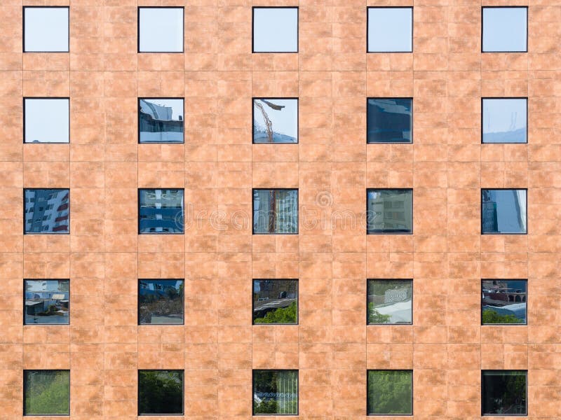 Image of Frontal Facade of Building Full of Windows. Windows Pattern in ...