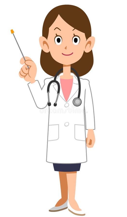 Full Body of Female Doctor with Pointing Stick Stock Vector ...