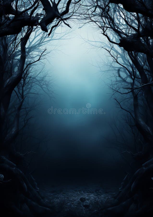 A Full Moon Casting an Eerie Glow Over a Creepy Forest Halloween Frame ...