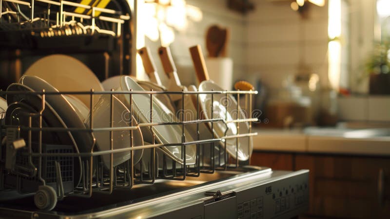 Image of a Fully Loaded Dishwasher with Various Dishes and Utensils ...
