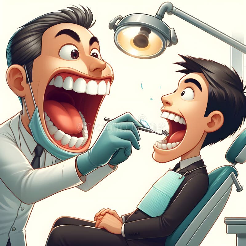 Image of Funny Caricature Scene of Dentist S Hand Extract Patient S ...