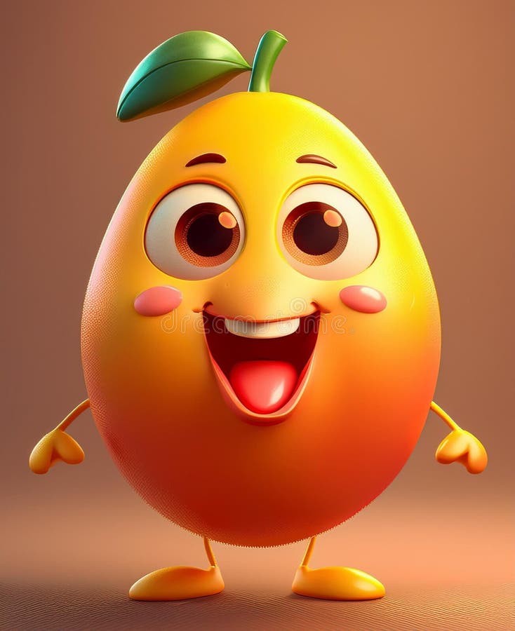 3d Anime Mango, Happy Open Smile Character, Isolated on Soft Background ...