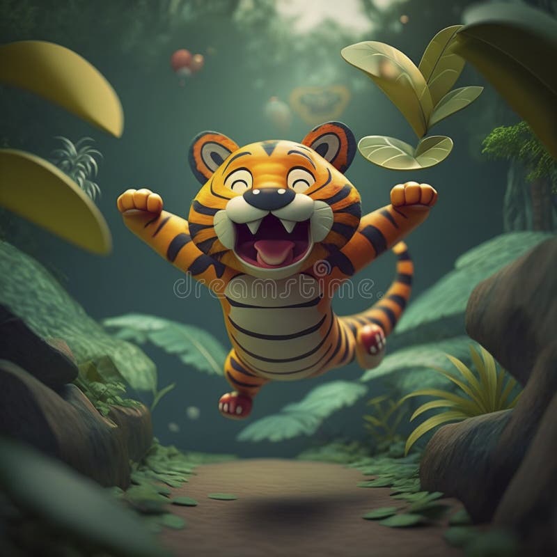 Image of a Funny Tiger Floating in the Air Stock Image - Image of ...