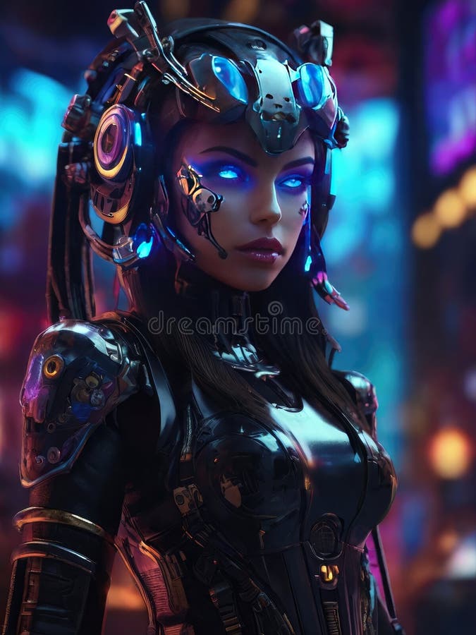 Futuristic Artificial Intelligence, Cyborg Bionic Human Robotic Synthetic Android Cyberpunk ...