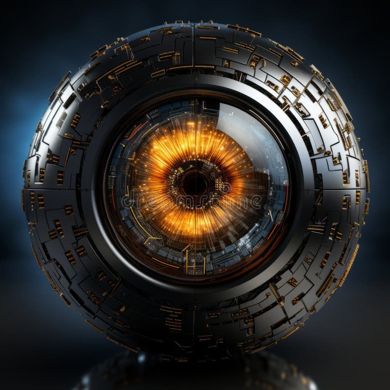 An Image of a Futuristic Ball with a Glowing Eye Stock Illustration ...