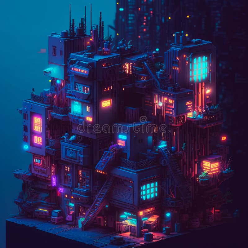 An Image of Futuristic City with Neon Lights. Generative AI Stock ...
