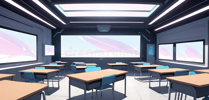 Futuristic Classroom: a Modern Learning Environment Stock Illustration ...