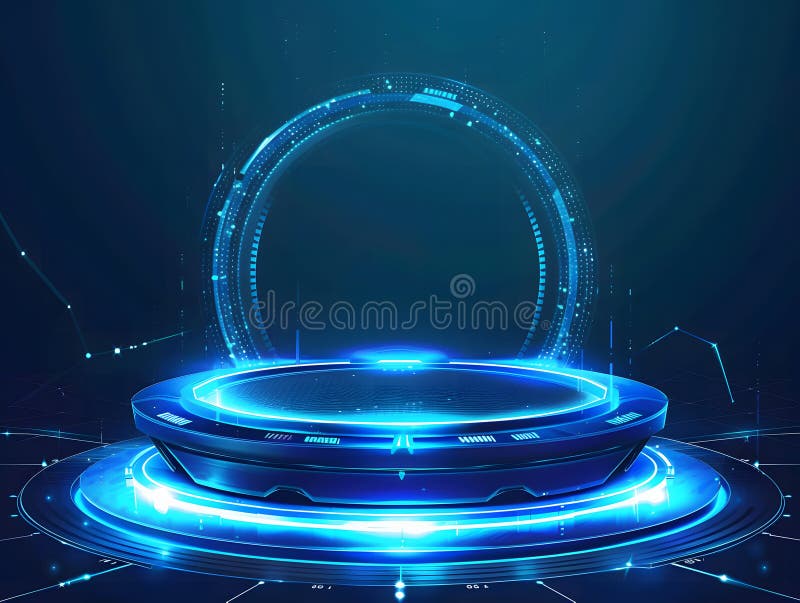 Image of a Futuristic Digital Technology Stage with Glowing Blue ...