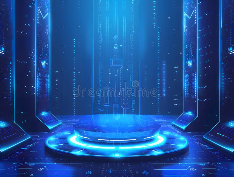 Image of a Futuristic Digital Technology Stage with Glowing Blue ...