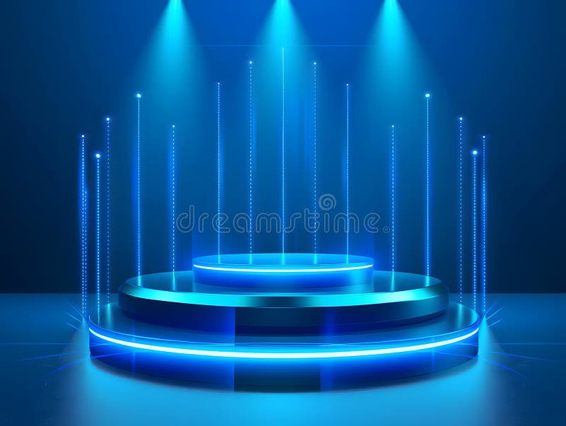 Image of a Futuristic Digital Technology Stage with Glowing Blue ...