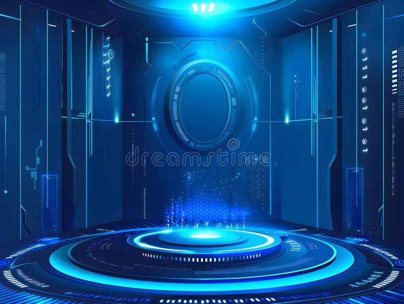 Image of a Futuristic Digital Technology Stage with Glowing Blue ...