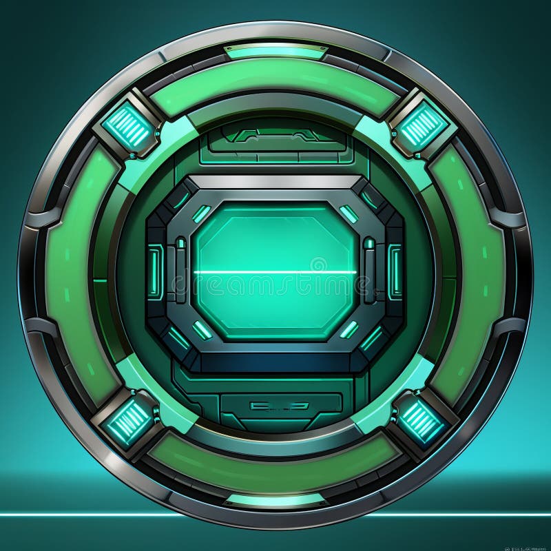 An Image of a Futuristic Green and Black Circular Design Stock ...