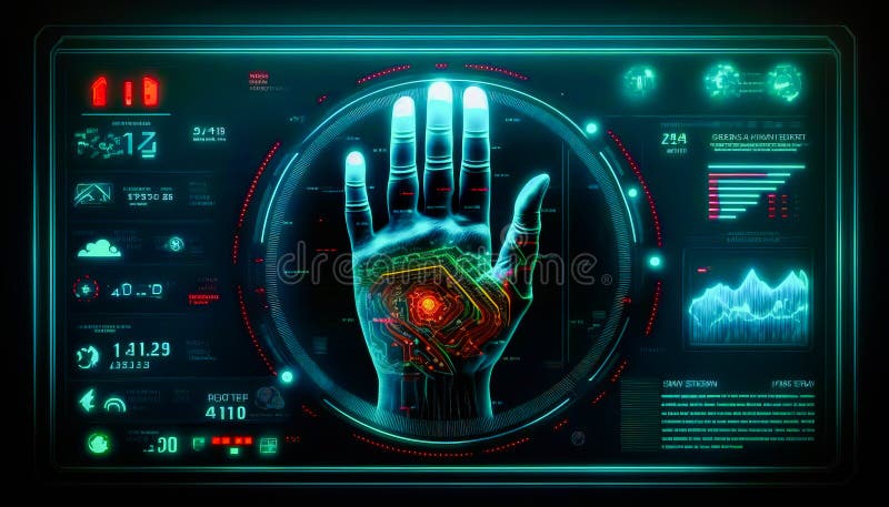 An Image of Futuristic Hand on Computer Screen. Generative AI Stock ...