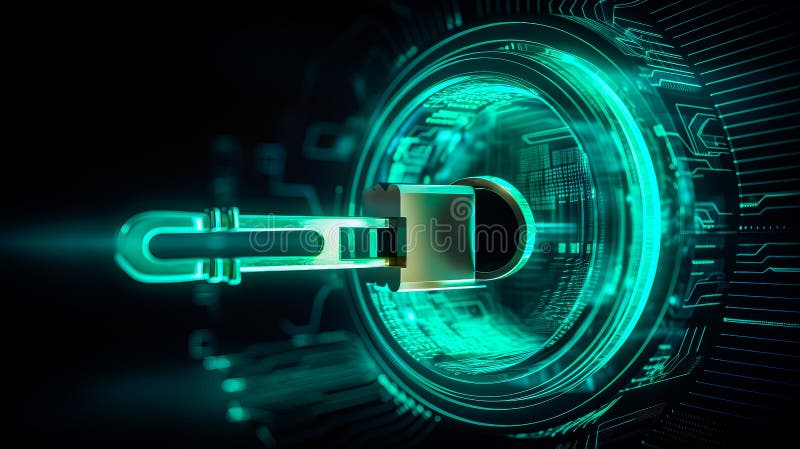 An Image of Futuristic Lock on Black Background. Generative AI Stock ...