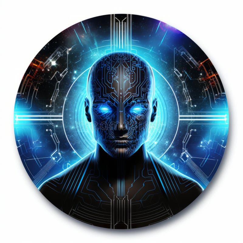 An Image of a Man with Glowing Blue Eyes Stock Illustration ...