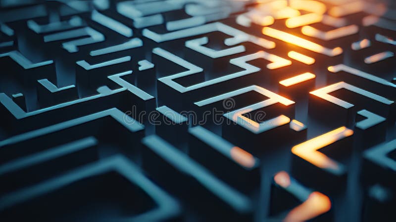 An Image of a Futuristic Maze in 3D, Showcasing Dark Wood for the Walls ...