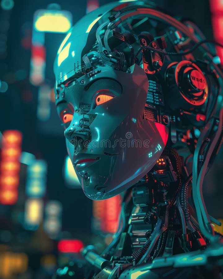 Image of a Futuristic Robot Being Built Stock Illustration ...