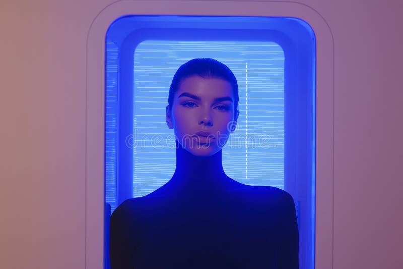 Image of Futuristic Robot in Glass Box. Stock Photo - Image of racked ...