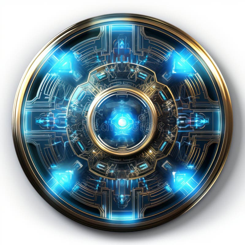 An Image of a Futuristic Shield on a White Background Stock ...