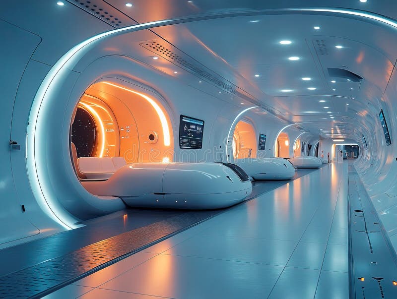 Image of a Futuristic Spacecraft Cabin Interior, Featuring Clean, Sleek ...
