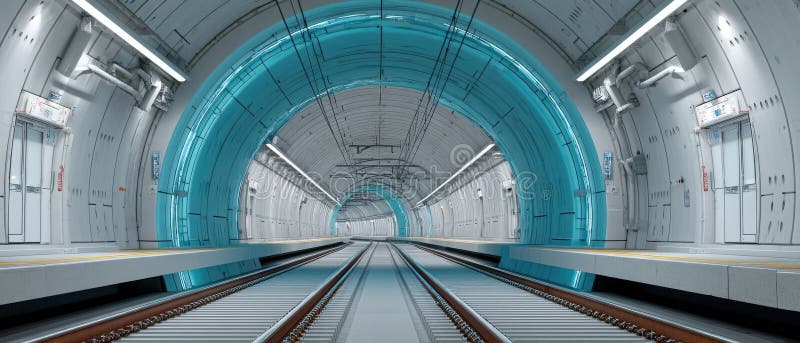 Futuristic Subway Tunnel Modern Train Platform Design Stock ...