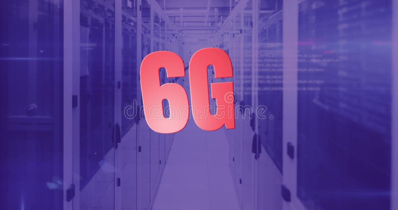 Image of 6g and Data Over Violet Server Room Stock Illustration ...