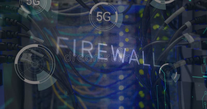 Image of 5g and Firewall Over Server Wires Stock Image - Image of ...