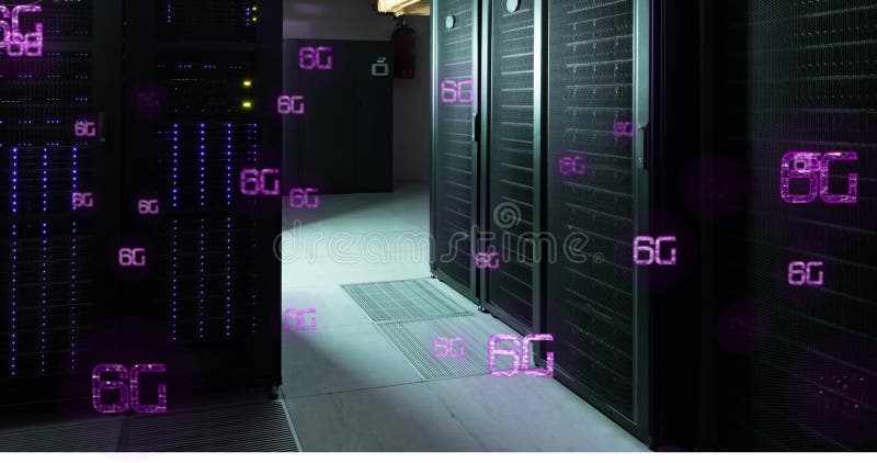 Image of 6g Text Banners Floating Against Computer Server Room Stock ...