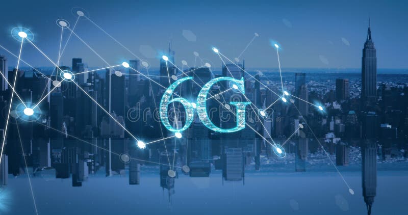 Image of 6g Text, Cityscape and Connections Stock Image - Image of ...