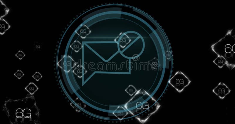 Image of 6g Text and Digital Data Processing Over Email Icon and Scope ...